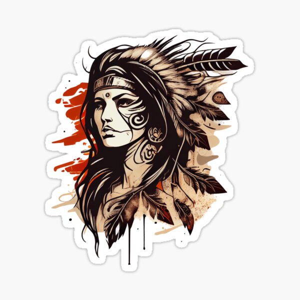 "Native American Female Tattoo" Sticker for Sale by TourDePassion ...