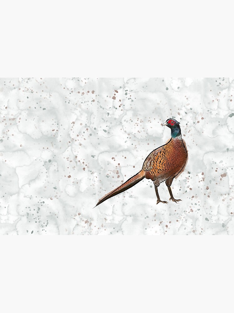 Watercolor and Ink Style Ring-Necked Pheasant Premium Matte Vertical ...