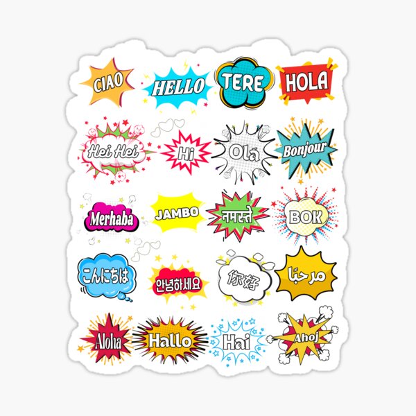 "Hello Word in Different Languages Teacher Language Funny" Sticker for ...