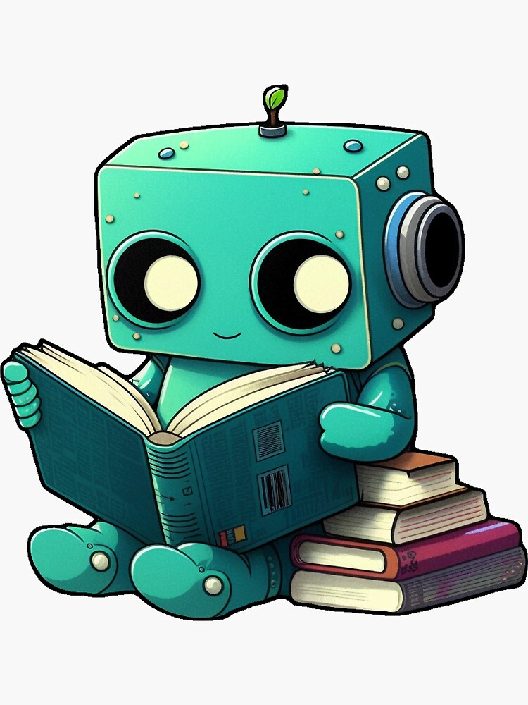 "Machine Learning AI - Robot Reading a Book" Sticker for Sale by ...