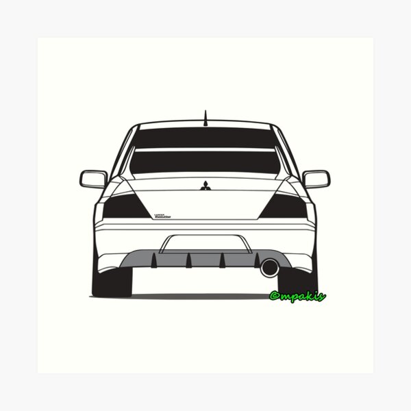 "Mitsubishi Lancer Evo IX(rear)" Art Print by mpakis | Redbubble