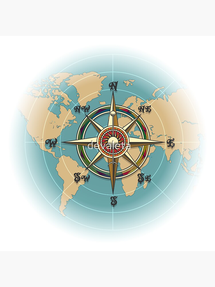 "Wind rose compass retro illustration" Sticker for Sale by devaleta ...