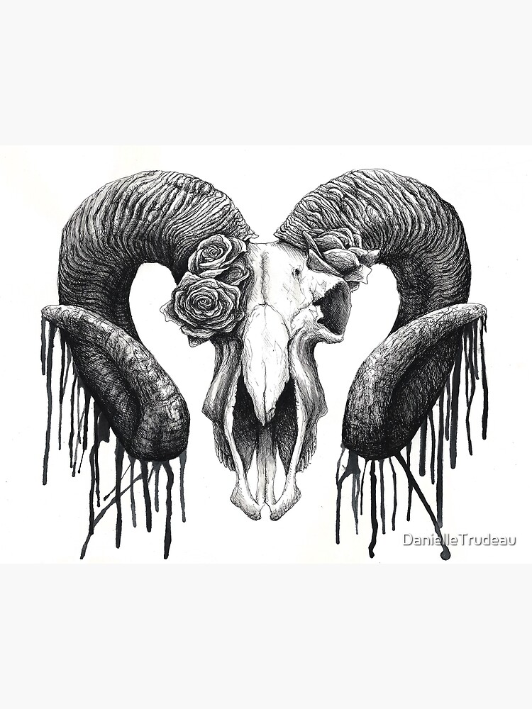 "Danger Days - Ram Skull with Roses" Art Print by DanielleTrudeau ...
