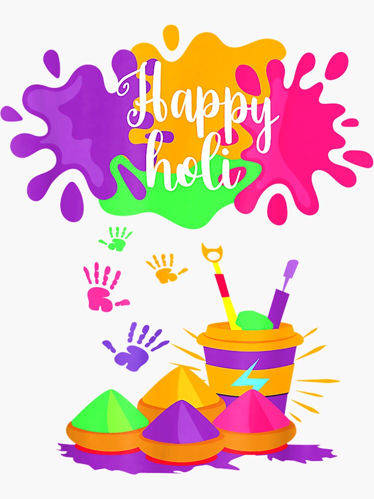 "Happy Holi Festival Outfit For Women Kids Men Family" Sticker for Sale ...