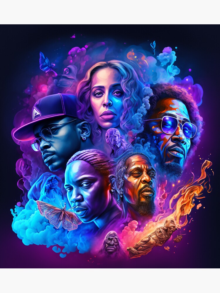 "Musical heaven with dead hip hop celebrities" Sticker for Sale by ...