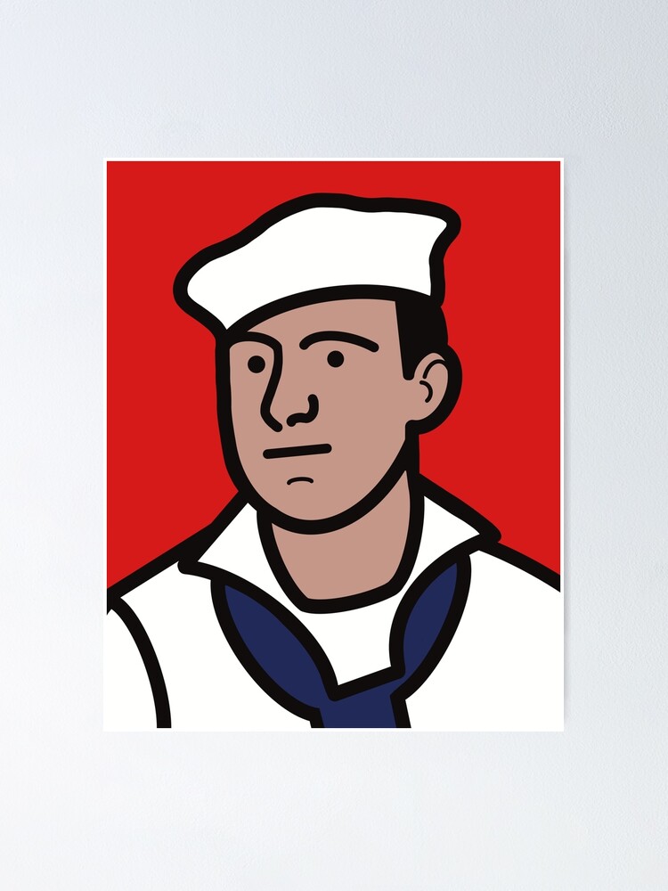 "Sailor Joe wearing white uniform " Poster for Sale by FlippinTurtles | Redbubble