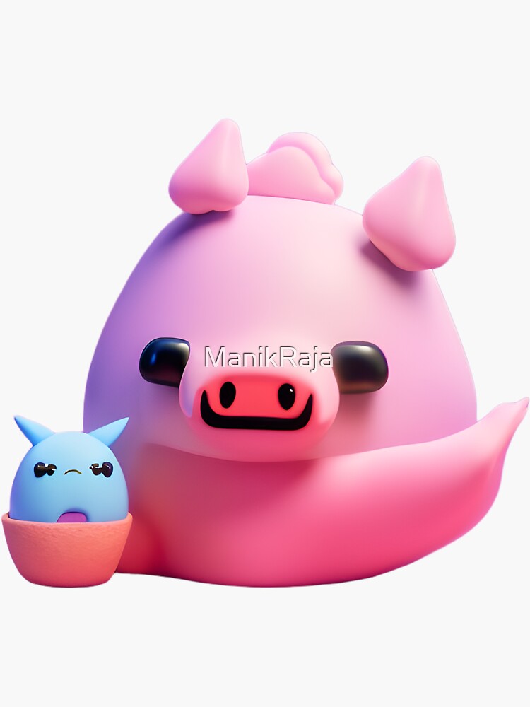 "babi merah muda menggemaskan" Sticker for Sale by ManikRaja | Redbubble
