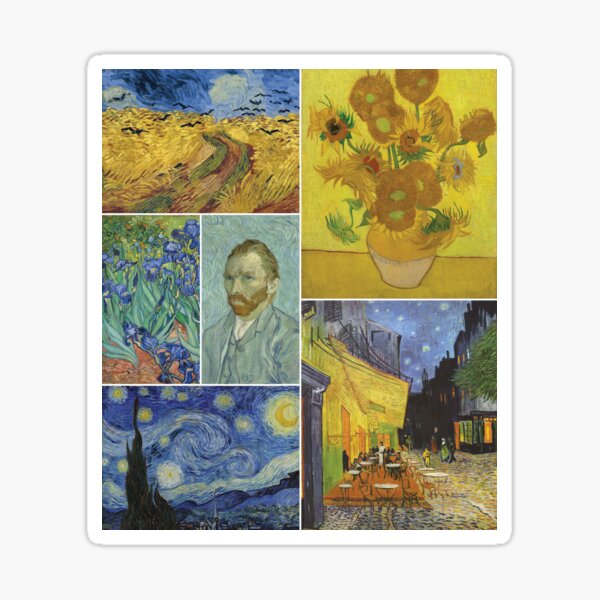 "Vincent van Gogh Collage | 6 Famous Paintings Combined" Sticker for ...