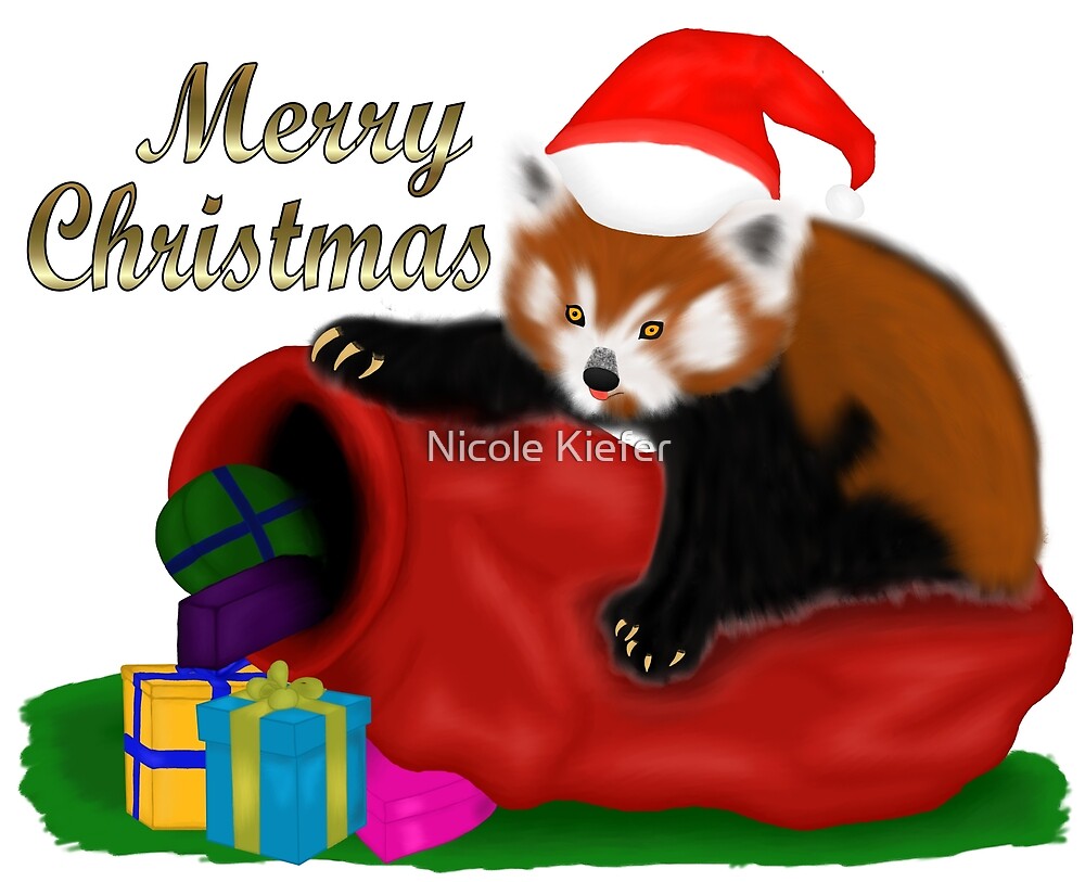 "Red Panda as Santa" by Nicole Kiefer | Redbubble