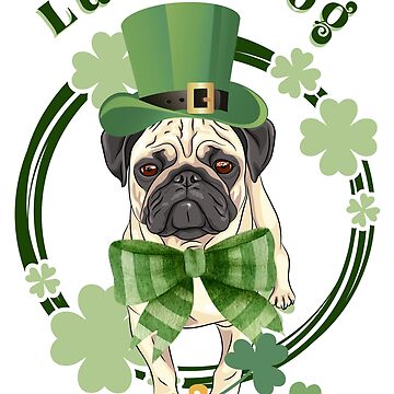 "St. Patrick's Day Pug - Lucky Dog" Sticker for Sale by Soundpups ...