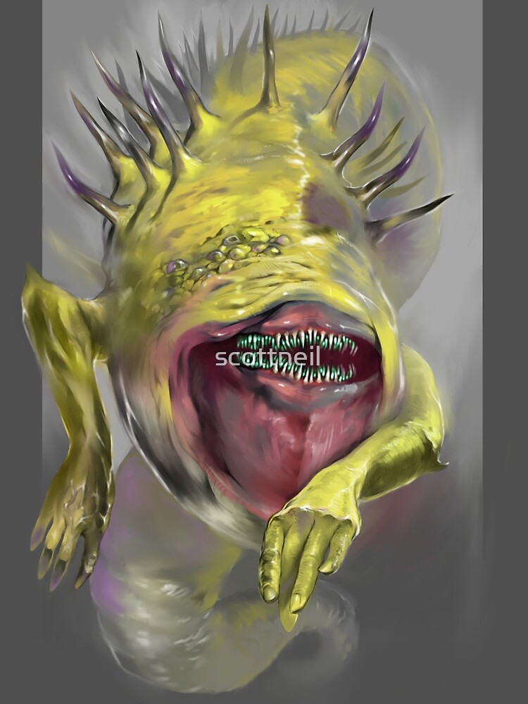 "RPG Horror Scary Yellow Spiked Worm Monster with disgusting mouth and ...