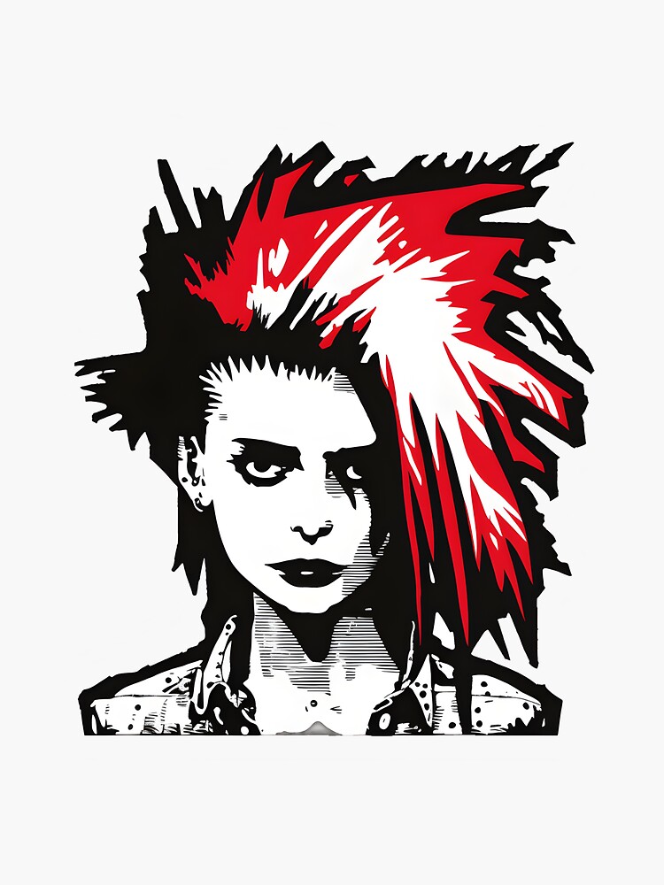 "Punk Comic Style 80's retro punk rocker riot girl sticker" Sticker for ...