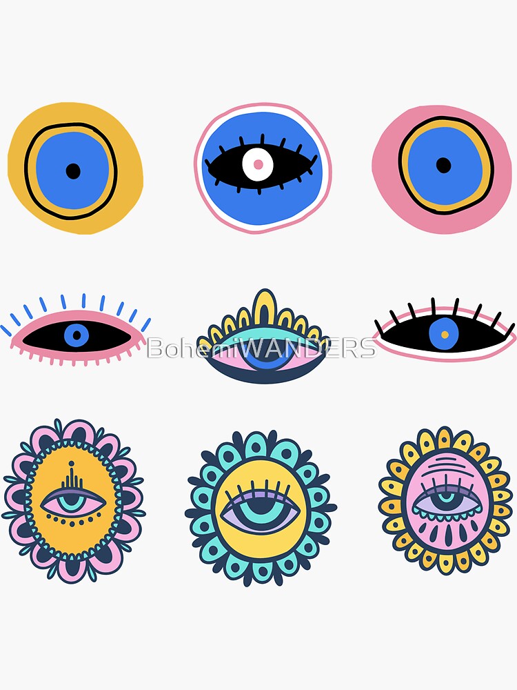 "Retro Psychedelic Evil Eye Sticker Pack " Sticker for Sale by ...