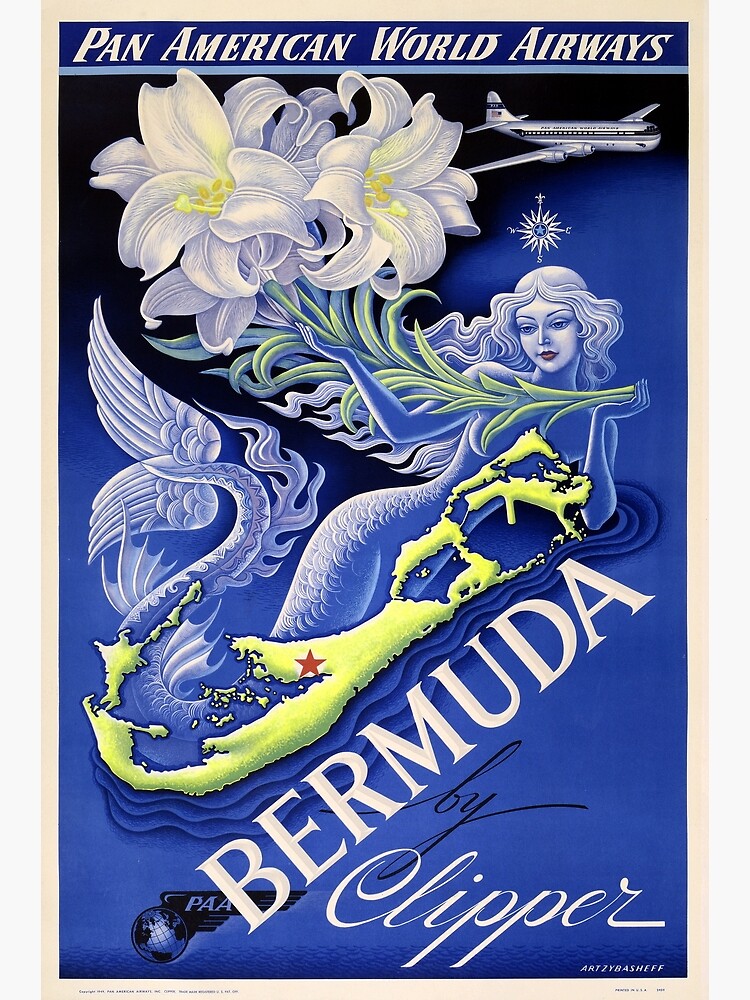 "Vintage Bermuda Mermaid Travel" Poster for Sale by pdgraphics | Redbubble