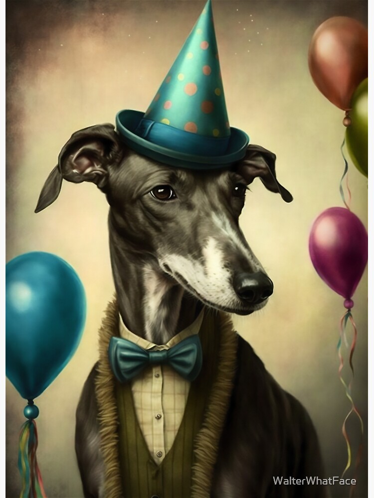 "Greyhound at a Birthday Party" Greeting Card for Sale by ...