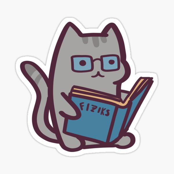 "Cute Cartoon Cat Studying Physics" Sticker for Sale by ThumboArtBumbo ...