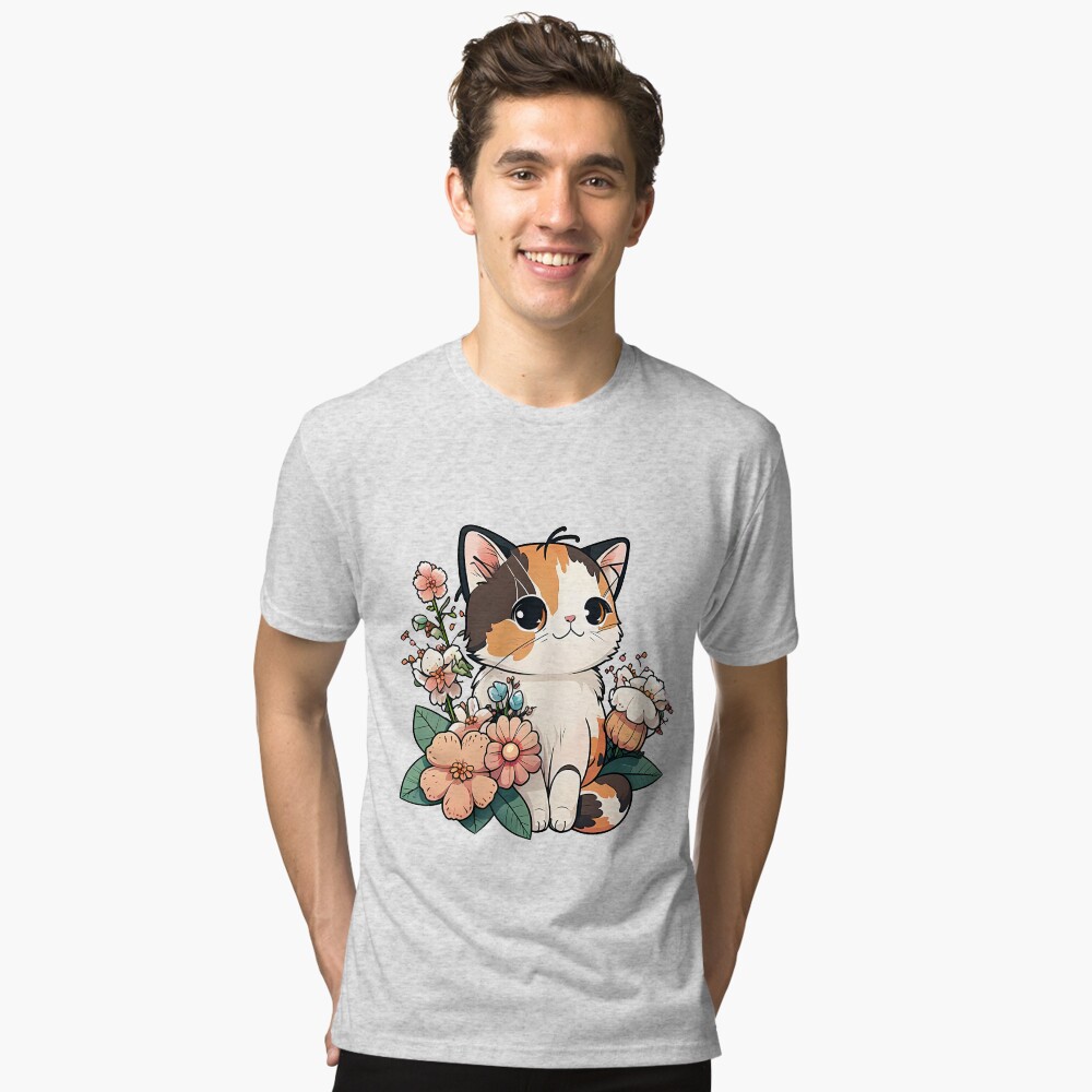 "Cute Calico Cat with Flowers" Sticker for Sale by Stepultura | Redbubble