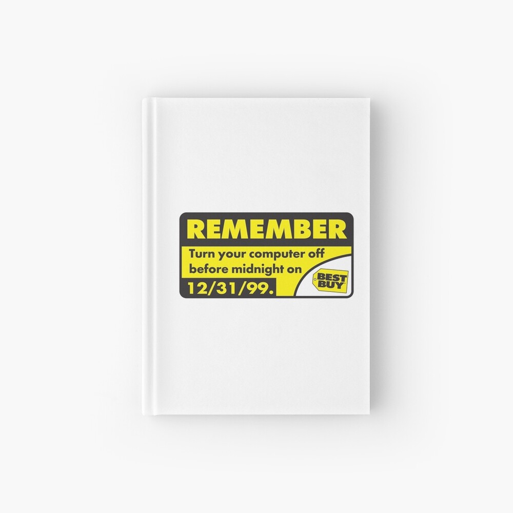 "Y2K Best Buy Warning Sticker" Hardcover Journal for Sale by ...