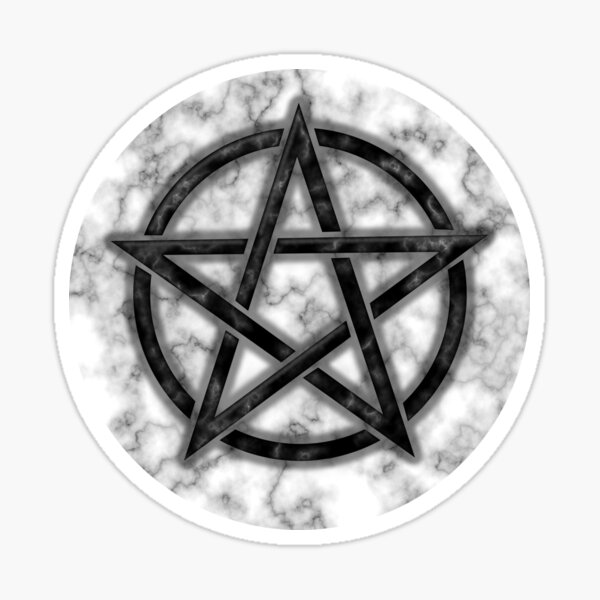 "Black Pentacle on White Marble" Sticker for Sale by SolarCross | Redbubble