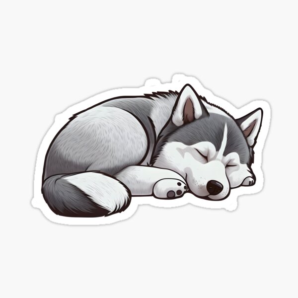 "Grey Siberian Husky Sleeping" Sticker for Sale by Mickeystyle | Redbubble