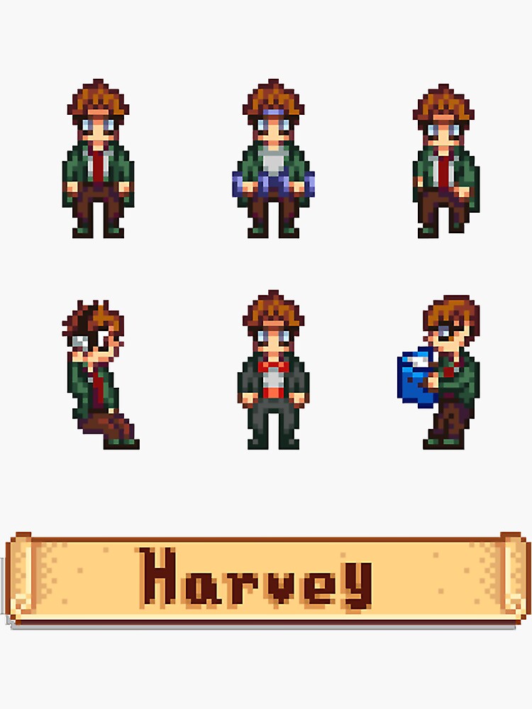"Stardew Valley Sprites - Harvey" Sticker for Sale by MrCarlosShop ...
