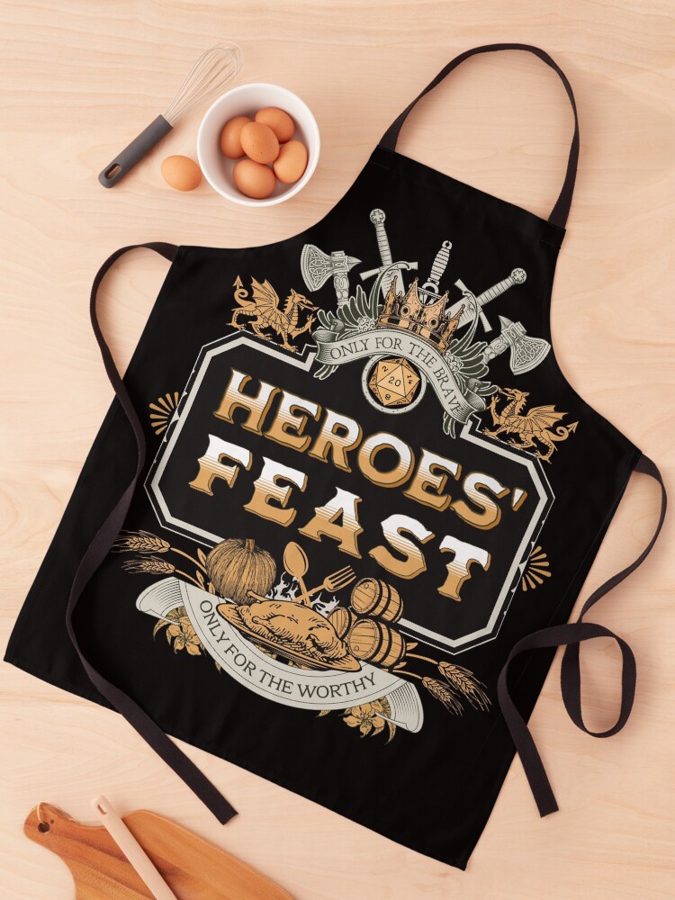 "DND HEROES' FEAST: funny cook rpg chef kitchen warrrior heroe" Apron ...