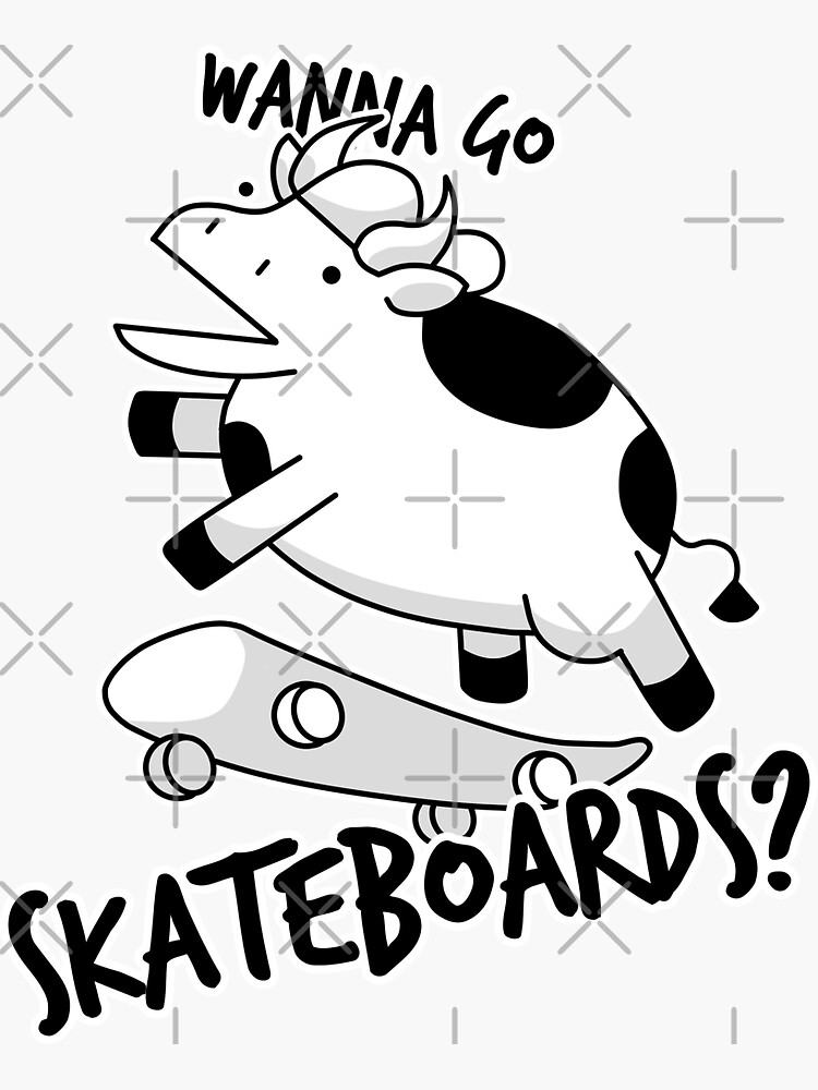 "Cow - Skateboards" Sticker by FeijooS | Redbubble
