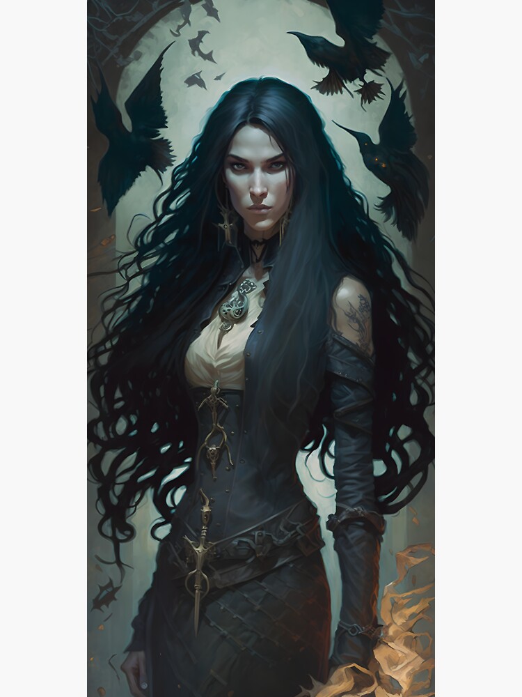 "Beautiful Necromancer Sorceress - Fantasy Art" Sticker for Sale by ...