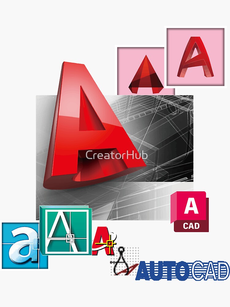 "AutoCAD Logo History" Sticker for Sale by CreatorHub | Redbubble