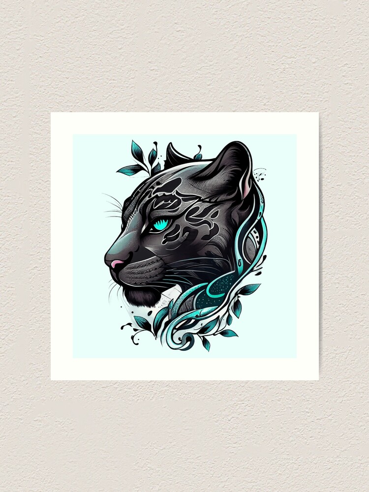 "American Traditional Panther Head Tattoo" Art Print for Sale by ...