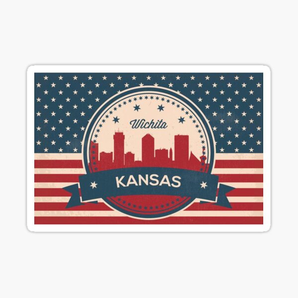"Retro Wichita Kansas Skyline" Sticker for Sale by TeamBride | Redbubble