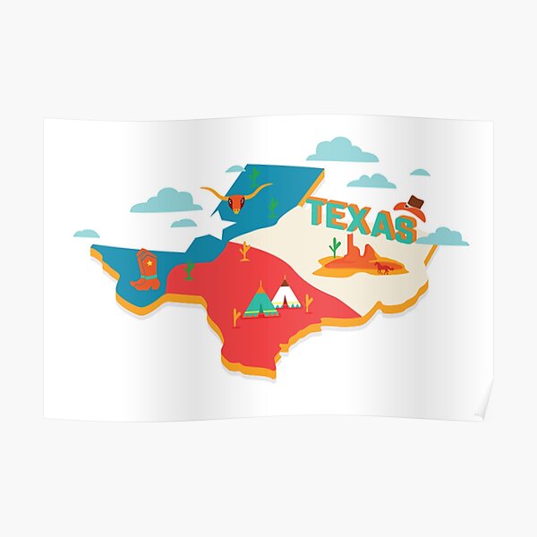 "Map Of The State Of Texas" Poster for Sale by TeamBride | Redbubble