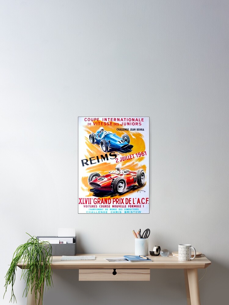 "REIMS : Vintage 1961 Grand Prix Auto Racing Print" Poster for Sale by ...