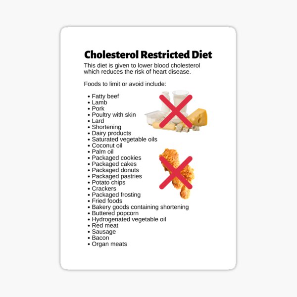"Cholesterol Restricted Diet Infographic" Sticker for Sale by ...