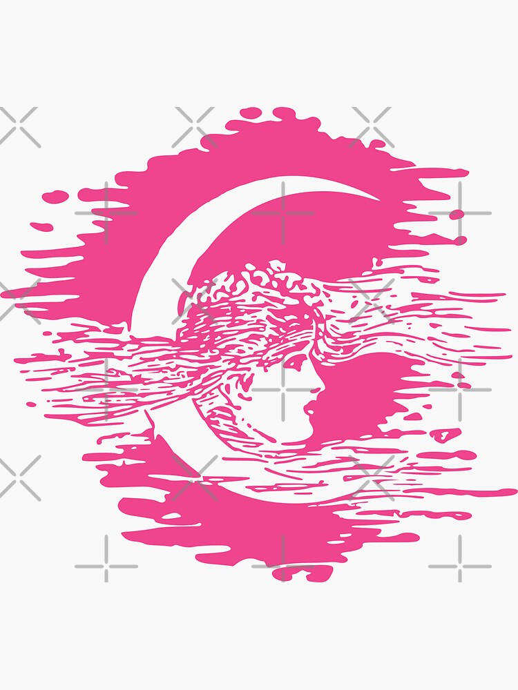 "Moon lady in pink" Sticker for Sale by pinkyfish1010 | Redbubble