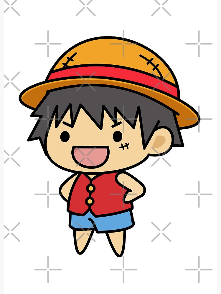 "Luffy chibi One Piece (pre time-skip basic outfit)" Art Board Print ...