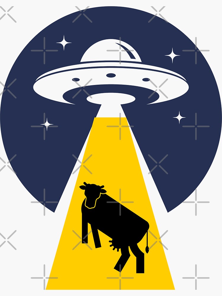 " Cows abduction by aliens ,Road trip with UFO" Sticker for Sale by ...