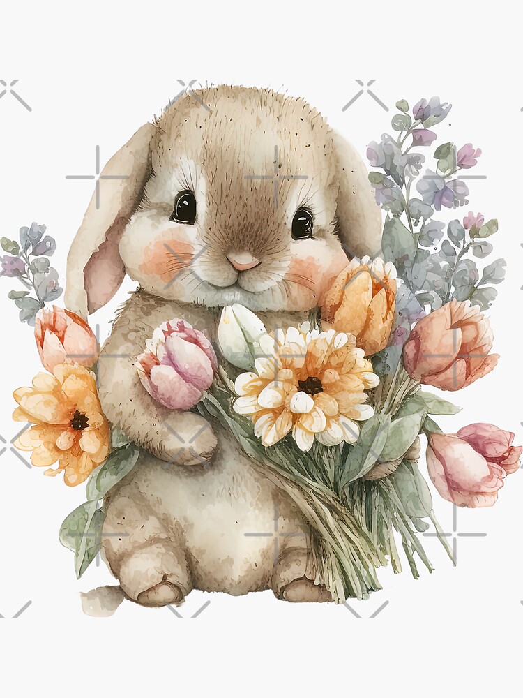 "Watercolor Bunny Rabbit" Sticker for Sale by Juliascutecornr | Redbubble
