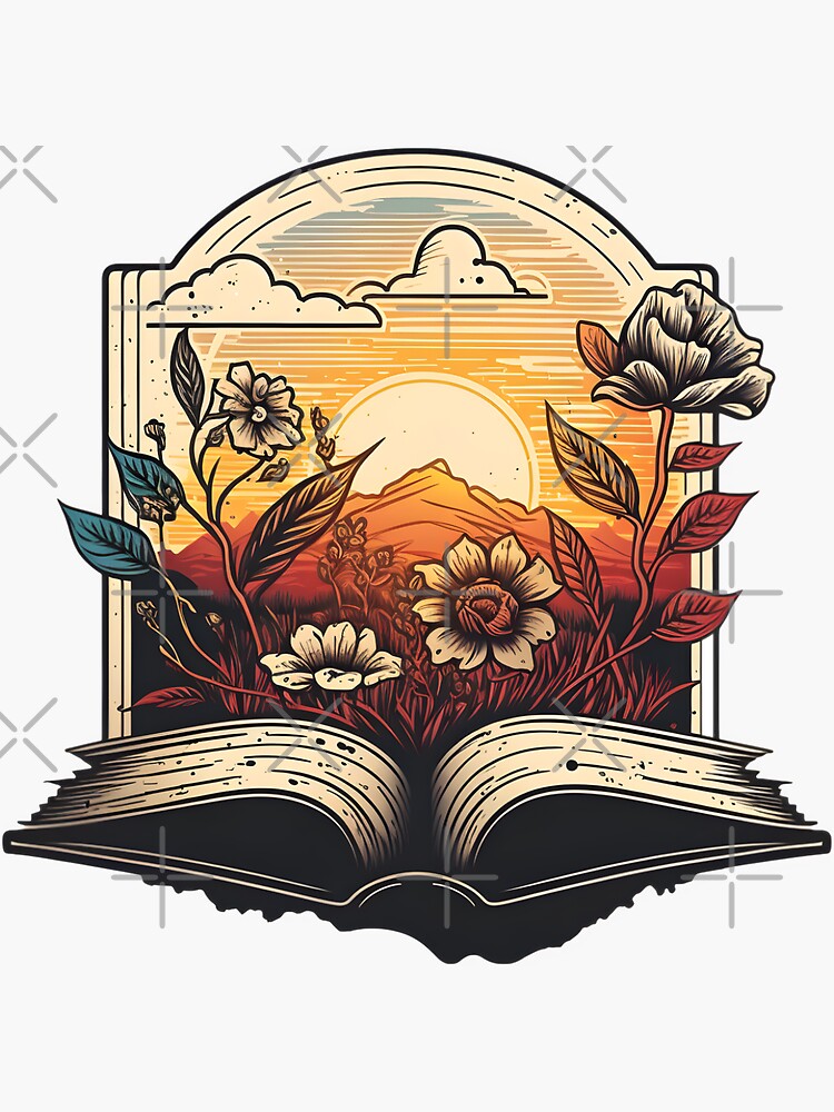 "flowers growing from book " Sticker for Sale by thadieWorks | Redbubble