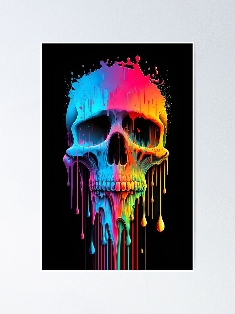 "Rainbow Drip Skull - LGBTQ Pride Skull with Dripping Rainbow Colors ...