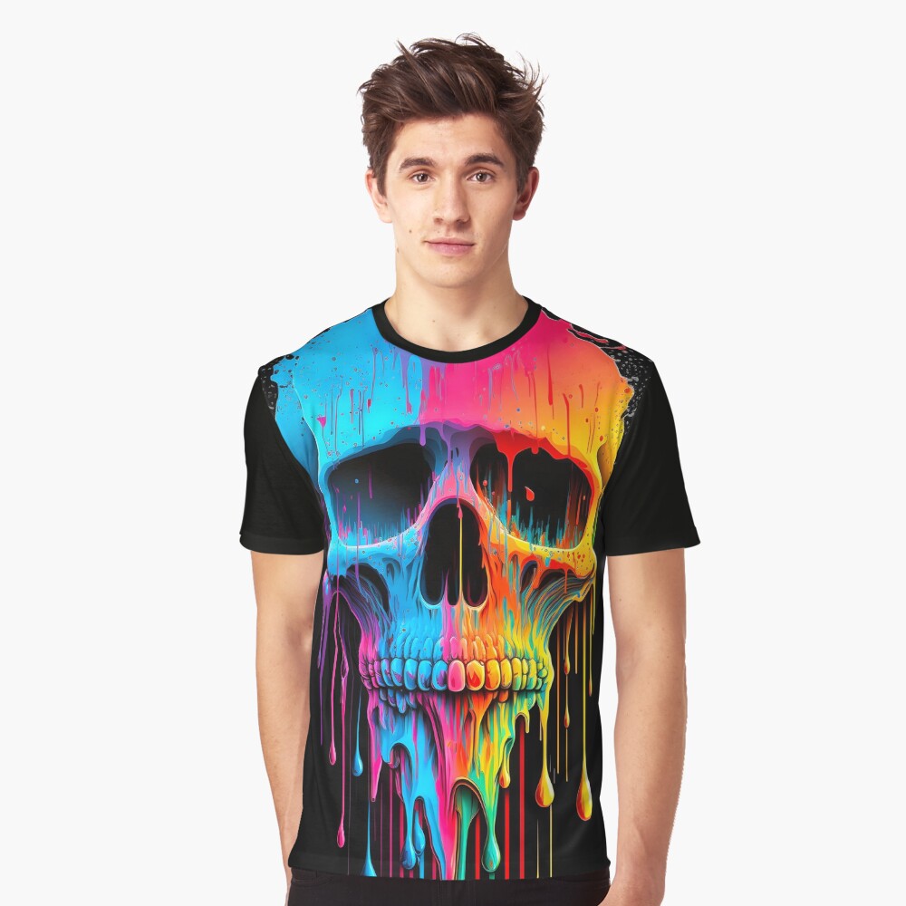 "Rainbow Drip Skull - LGBTQ Pride Skull with Dripping Rainbow Colors ...