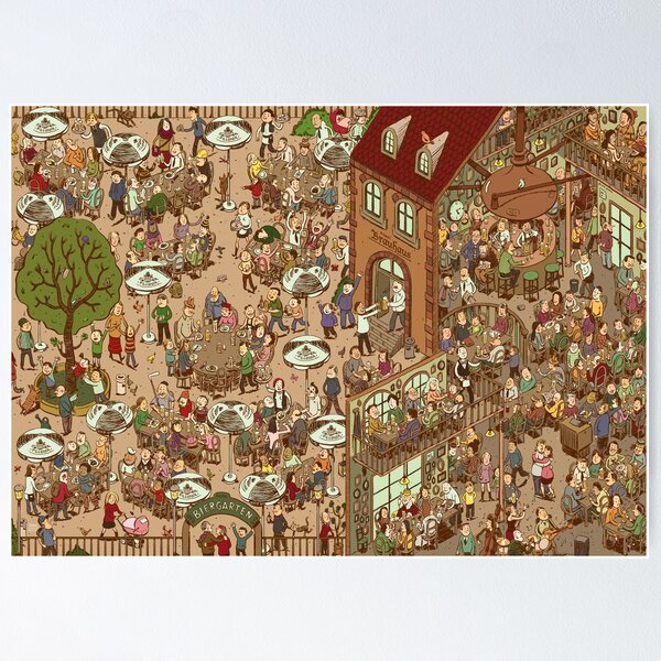 "Beer garden hidden object" Poster by Linientreu | Redbubble
