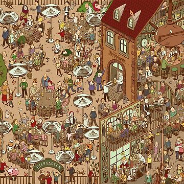 "Beer garden hidden object" Sticker by Linientreu | Redbubble