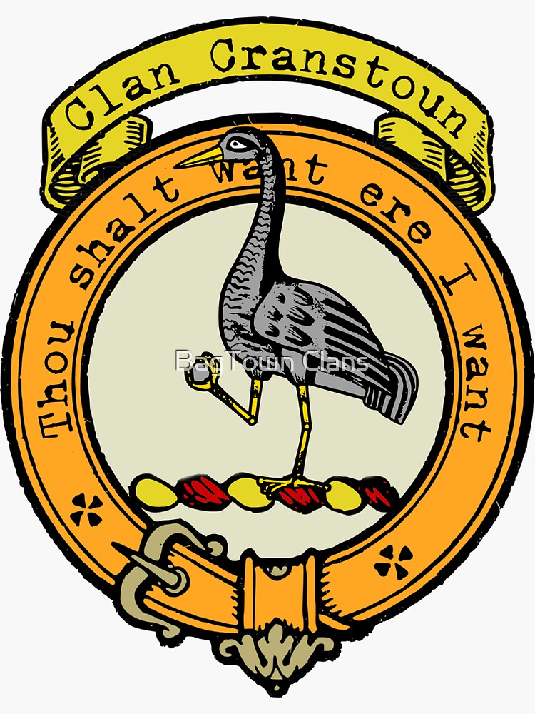 "Cranstoun Clan Scottish Surname crest" Sticker for Sale by BagTown ...