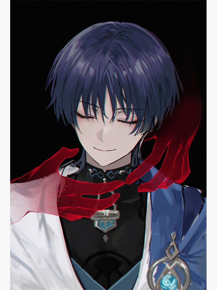 "Genshin Impact Wanderer Scaramouche with Evil Red Hands" Sticker for ...