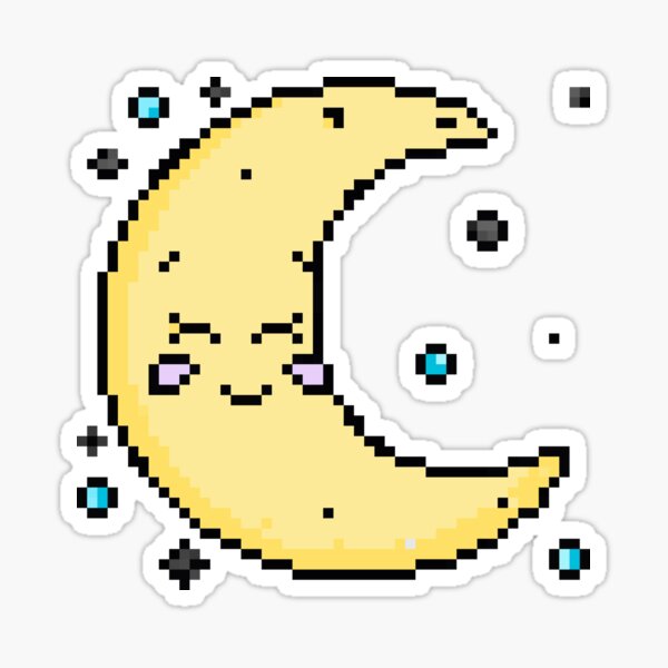 "Pixel Art Cute Moon Face" Sticker for Sale by Handstand365 | Redbubble