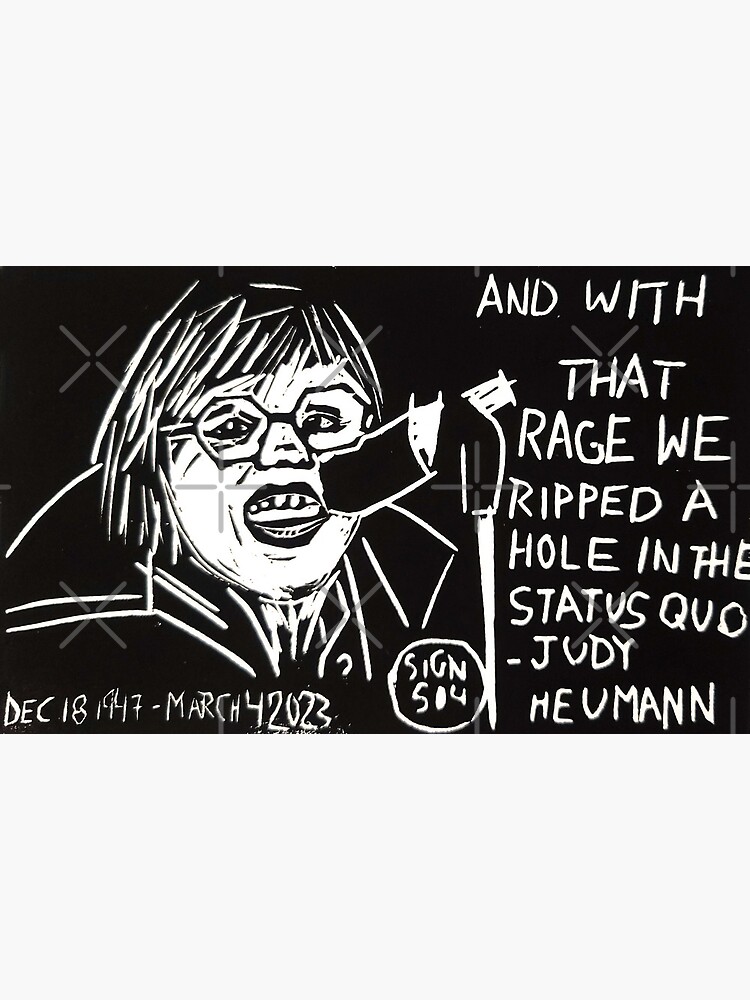 "Black and White Judy Heumann Tribute Linocut Print" Photographic Print ...