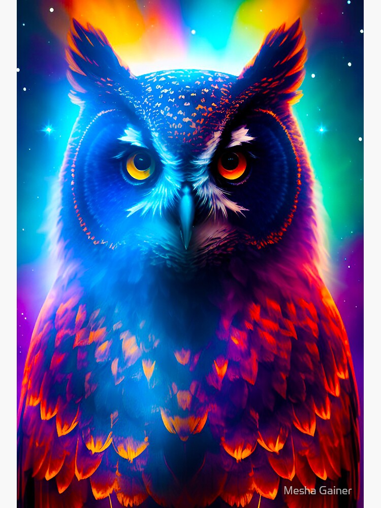 "Vibrant Cosmic owl" Sticker for Sale by AvianaDesigns38 | Redbubble