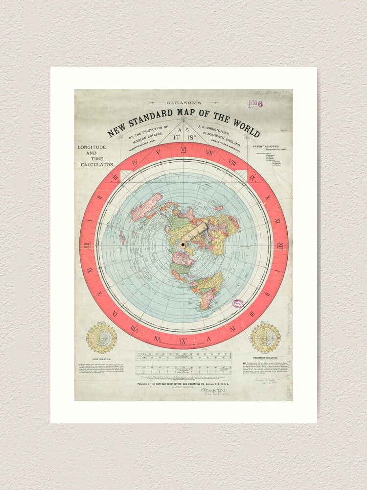 "Flat Earth Society World Map" Art Print by downbubble17 | Redbubble