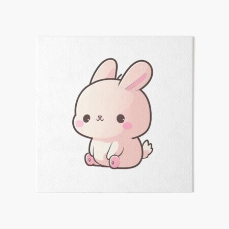 "Cute Pink Bunny Kawaii Chibi Rabbit Hand Drawn Illustration" Art Board ...